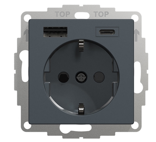 Schneider Exxact 1-vägsuttag + 2xUSB Typ A+C